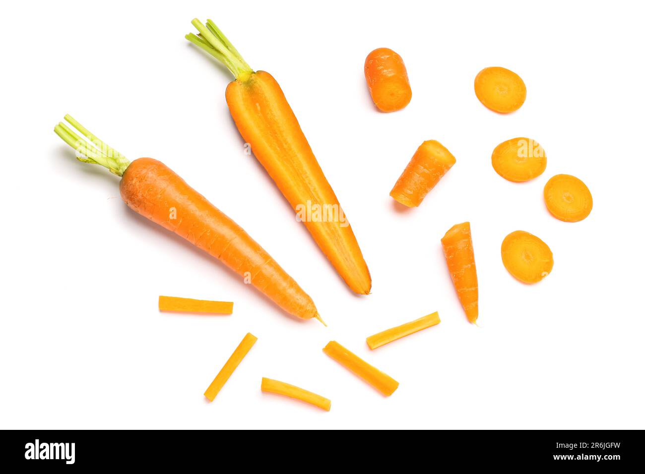 Fresh carrot and slices on white background Stock Photo - Alamy