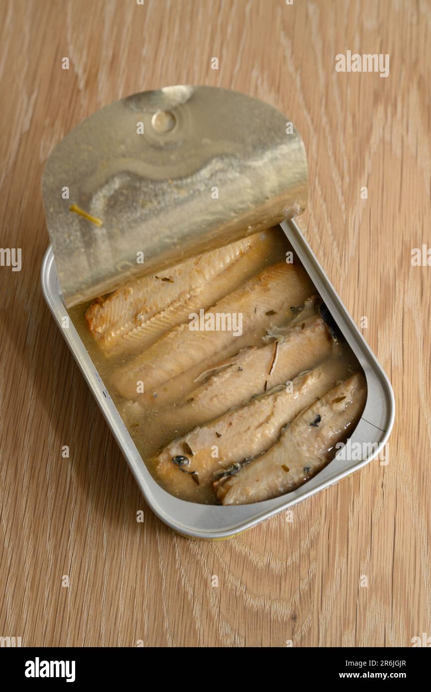 Canned or Tinned Sardine Fillets in Olive Oil or French Fish Preserve ...