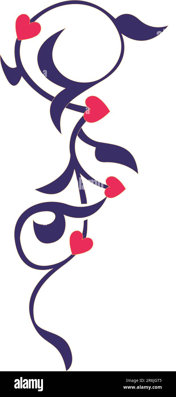 Leafy ornamental with heart corner design element Stock Vector Image ...