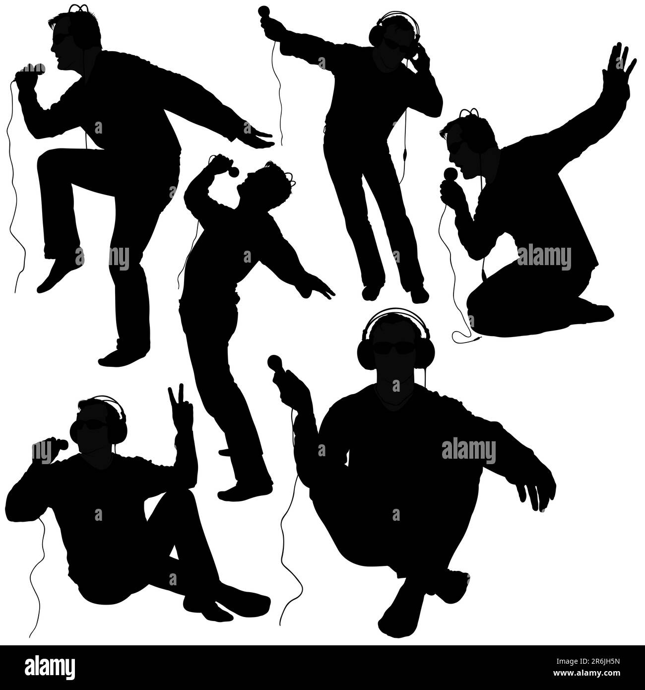 DJs 04 - Deejay silhouettes - Hight detailed black & white vector ...