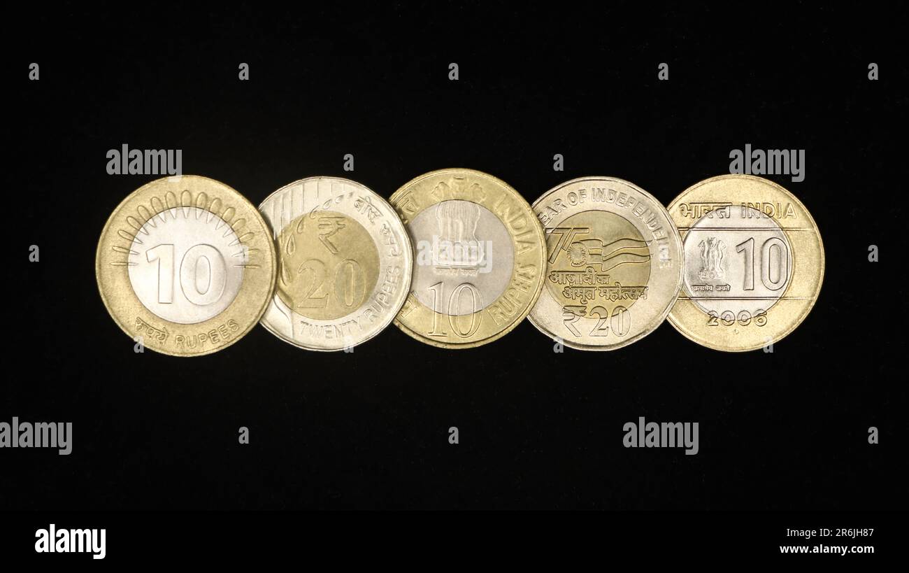 different variety of vintage authentic 10 (ten) and 20 (twenty) rupee ...