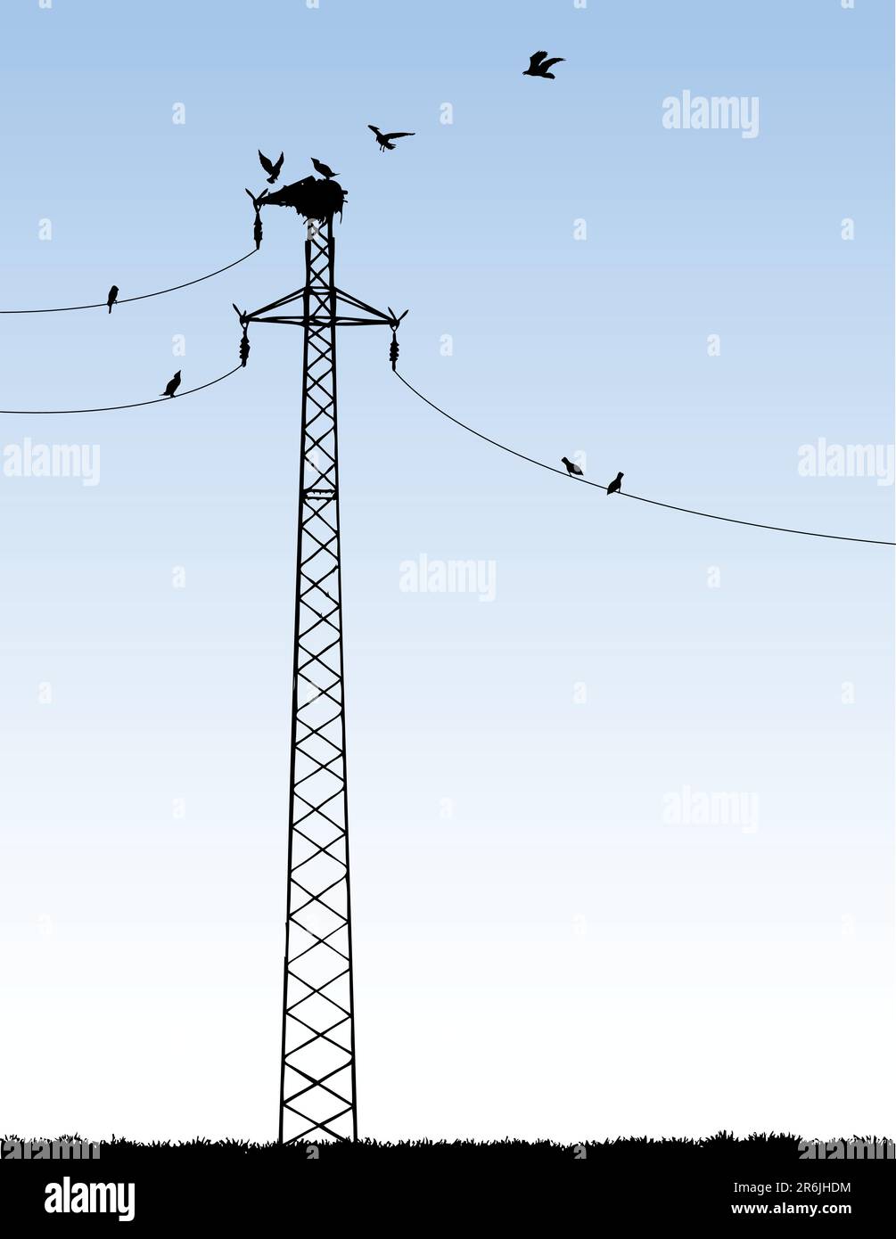 vector illustration of an electricity pylon Stock Vector Image & Art ...