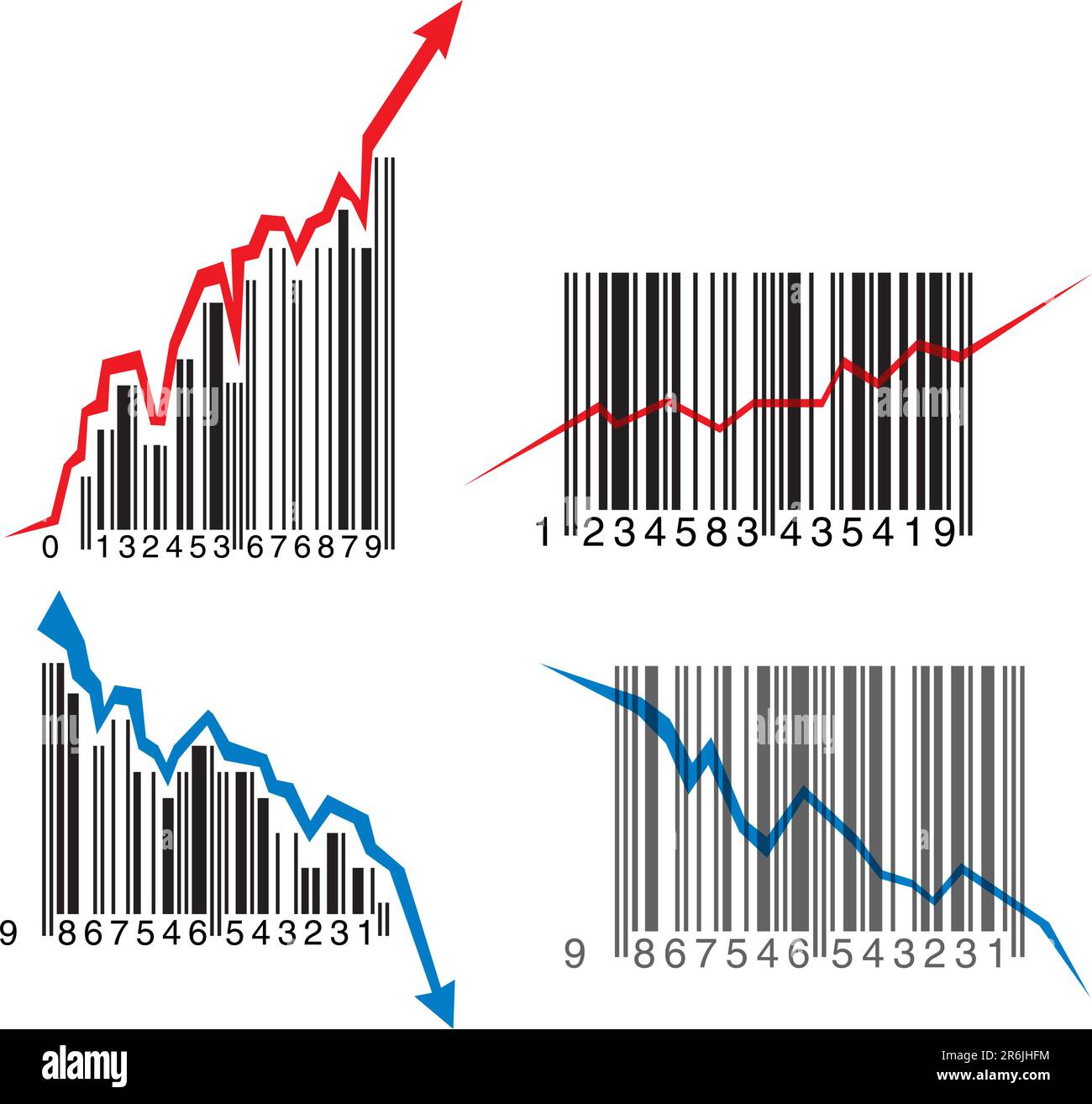 Business growth, success and failure depression graph made from barcode ...