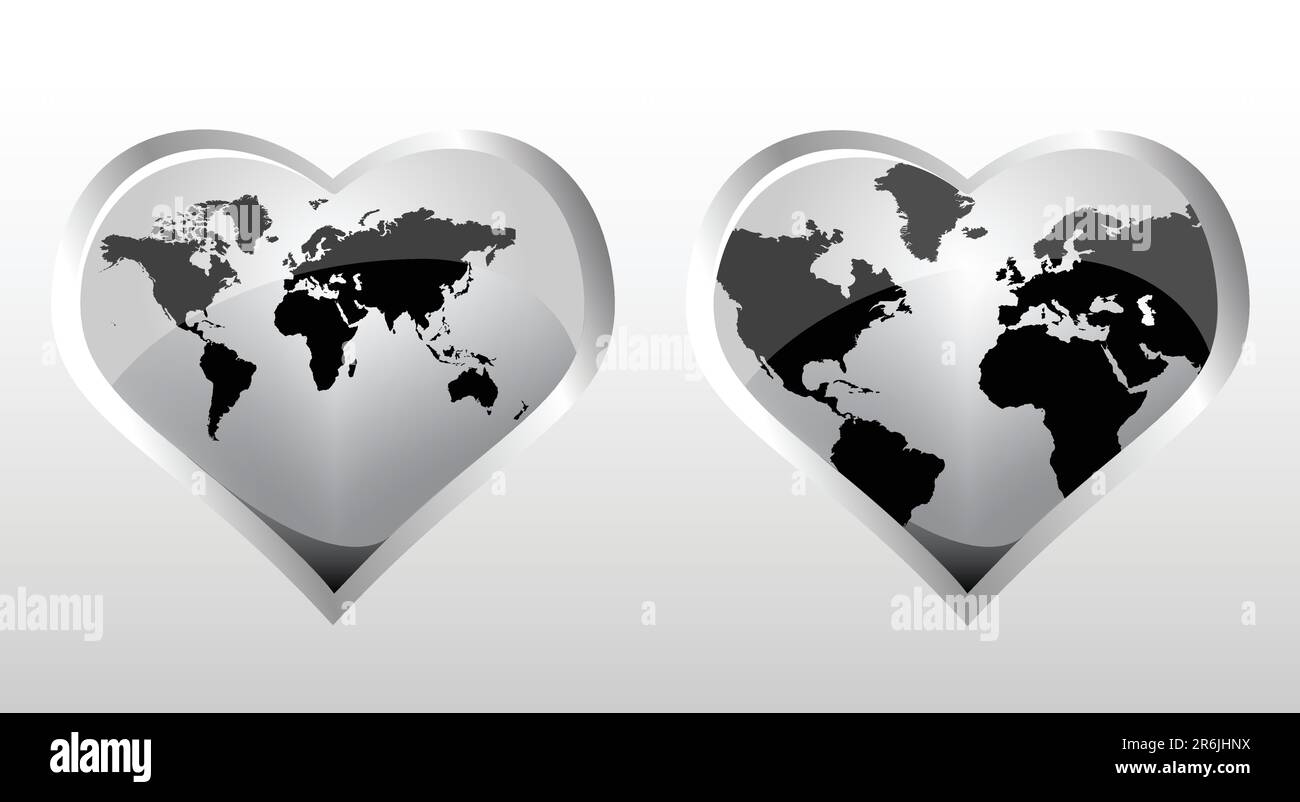 world map in a heart shape Stock Vector Image & Art - Alamy