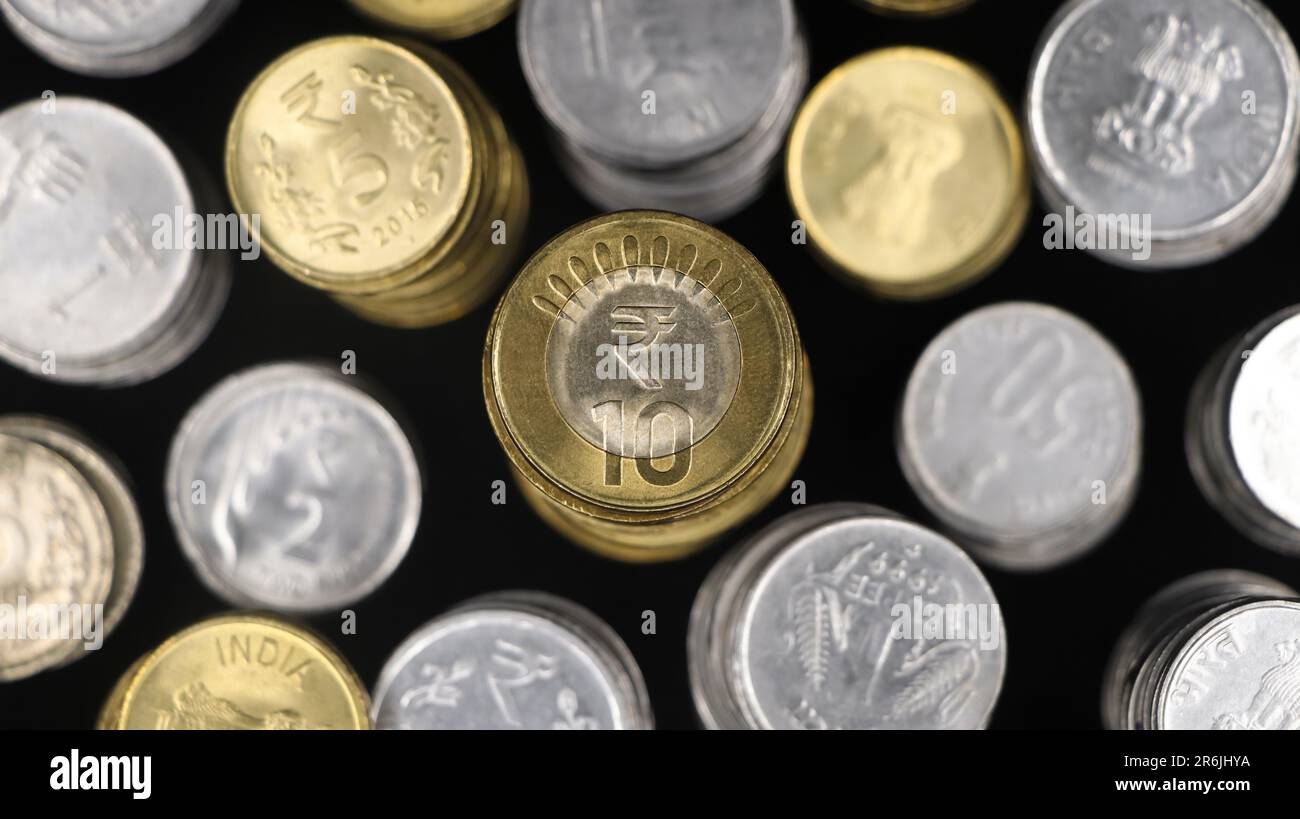 Indian rupee coins hi-res stock photography and images - Alamy