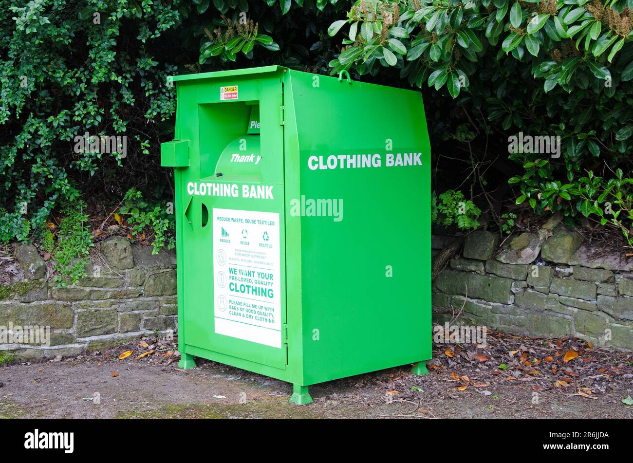 Full frame image of metal clothing bank deposit container Stock Photo ...