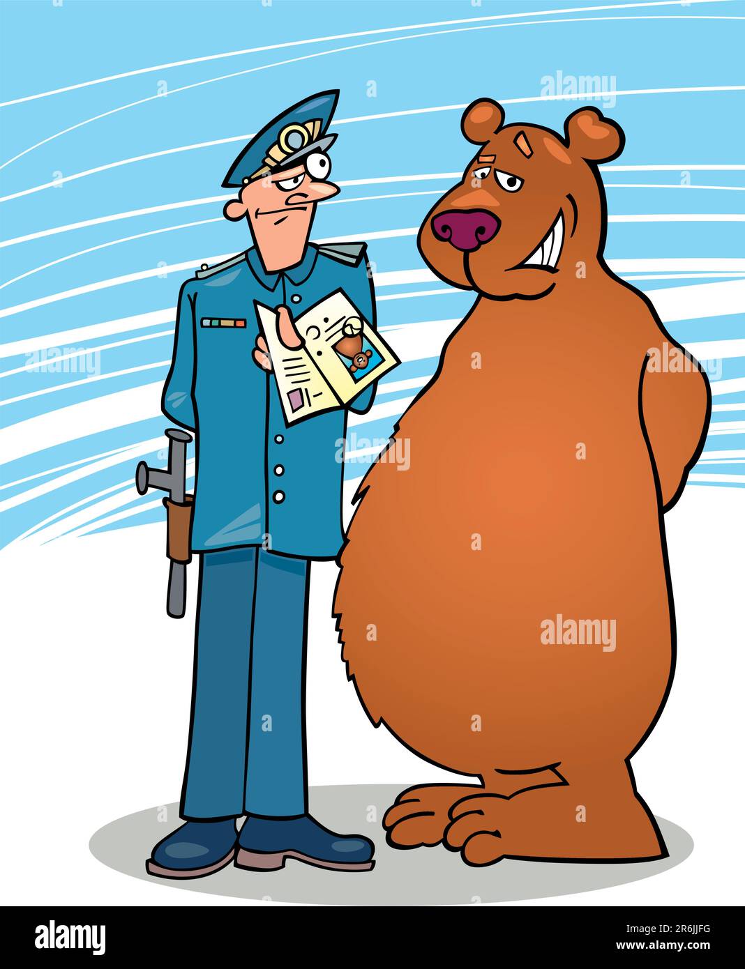 Illustration of Policeman checking Bear's ID paper Stock Vector Image ...