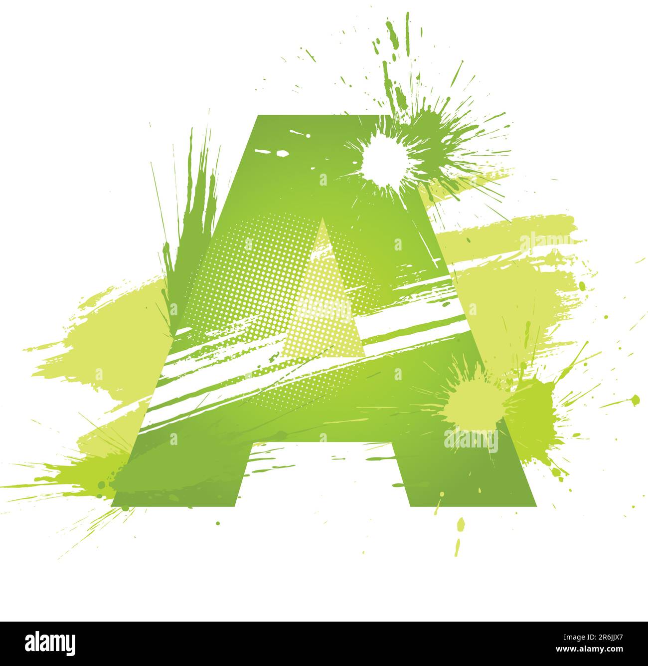 Green abstract paint splashes font. Letter A. Vector on white ...