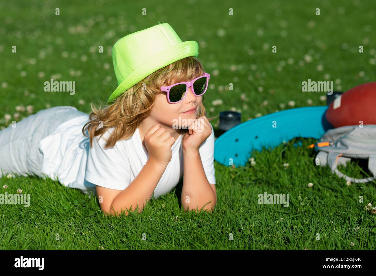 Kids playing outdoors in spring park. Freedom and carefree. Summer ...