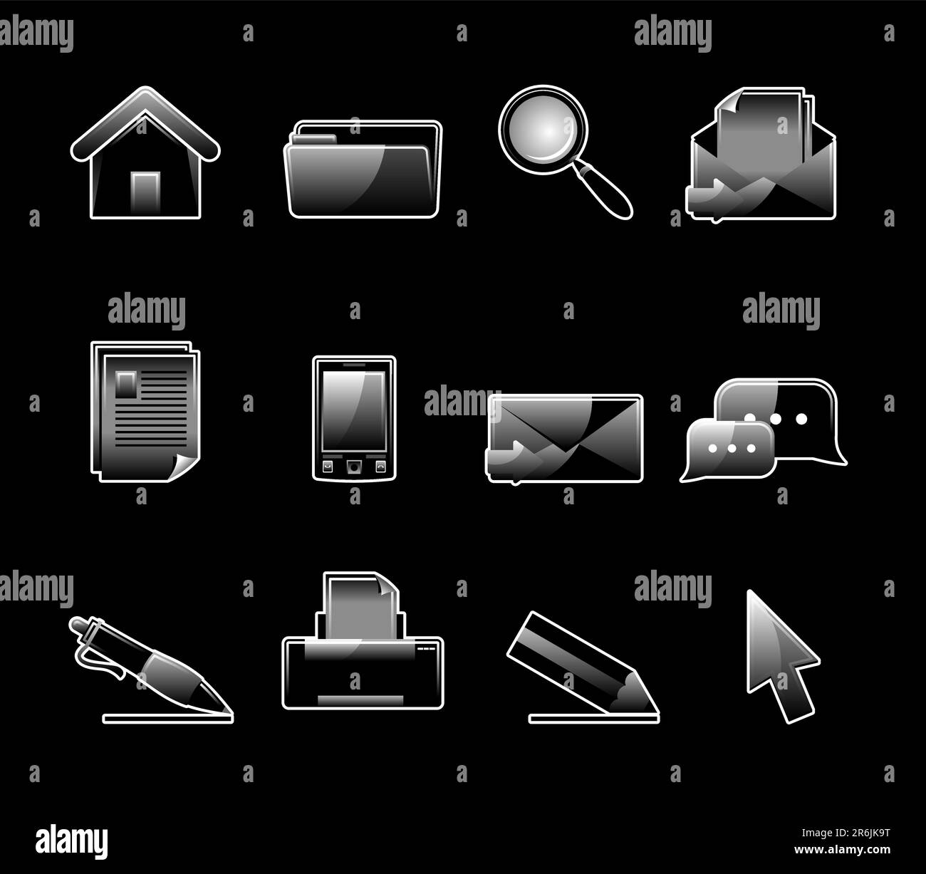 Set of 12 glossy web icons. Shopping, business and money icon set. Part ...
