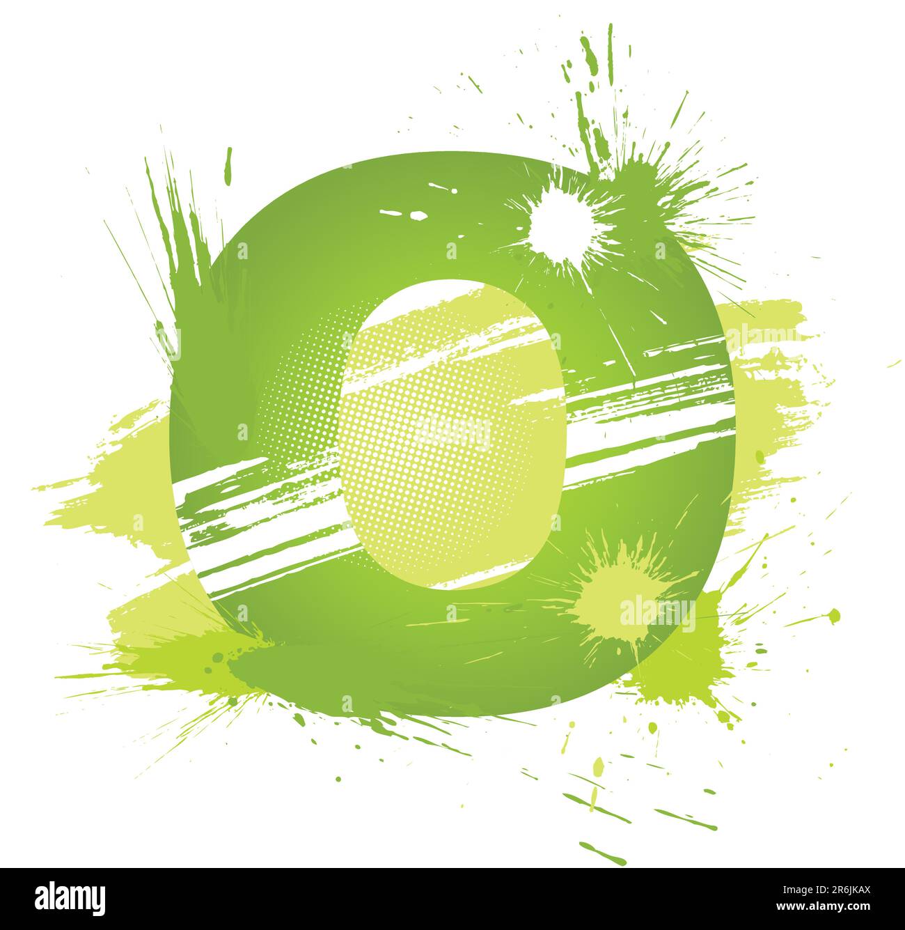 Green abstract paint splashes font. Letter O. Vector on white ...