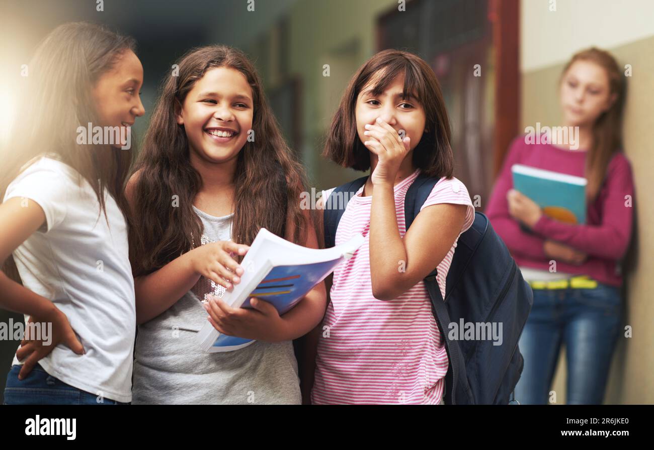 Girl, school and bullying angry kid is sad by problem with students at ...
