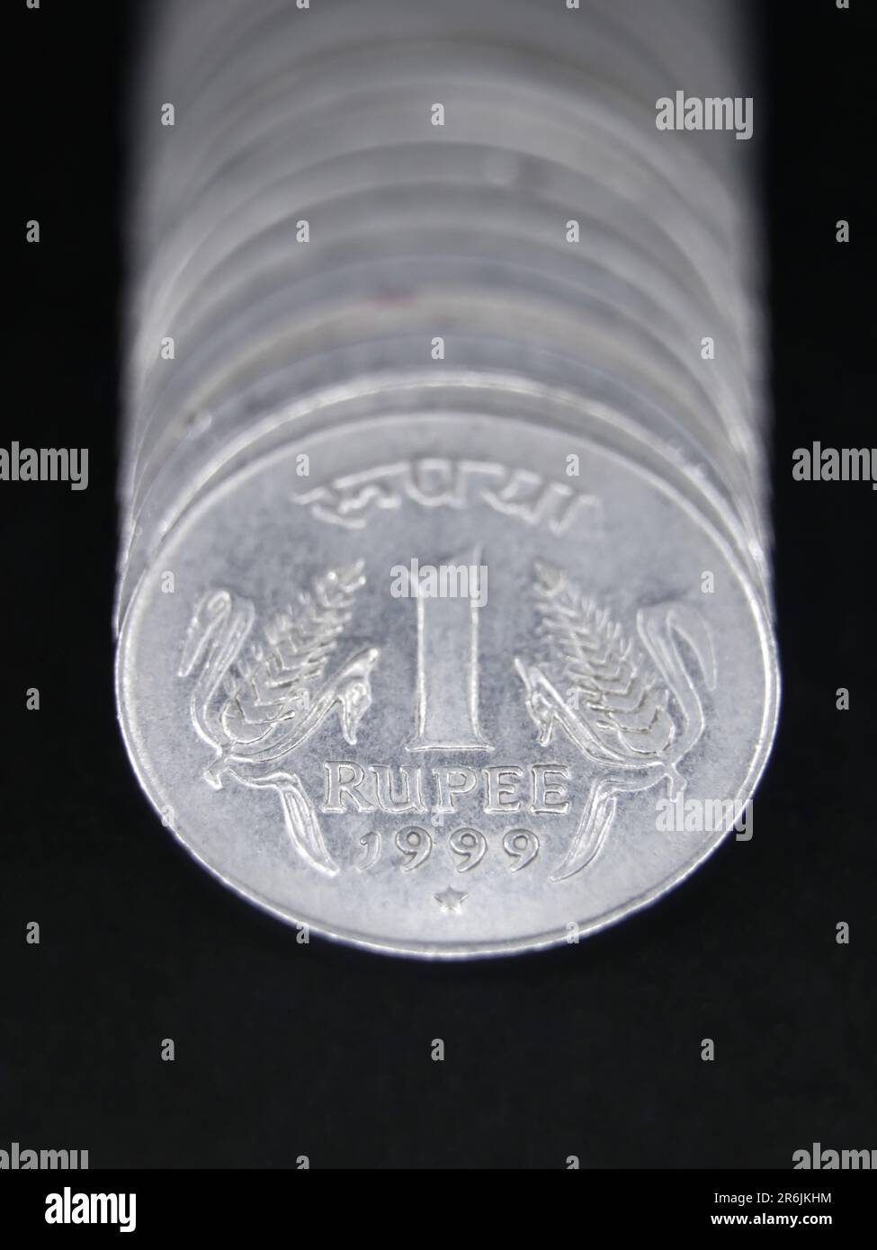 closeup shot of old vintage silver one or 1 rupee coin of india ...