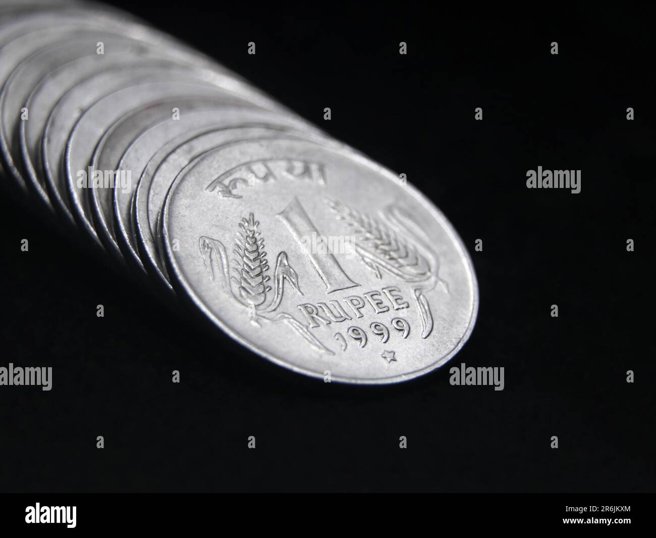 closeup shot of old vintage silver one or 1 rupee coin of india ...