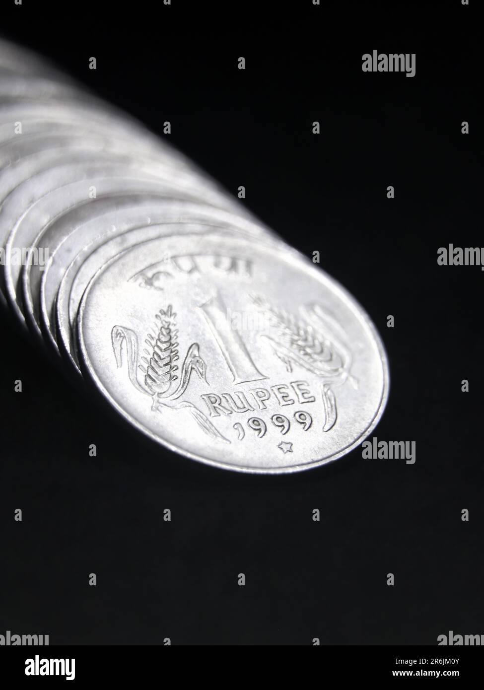 closeup shot of old vintage silver one or 1 rupee coin of india ...