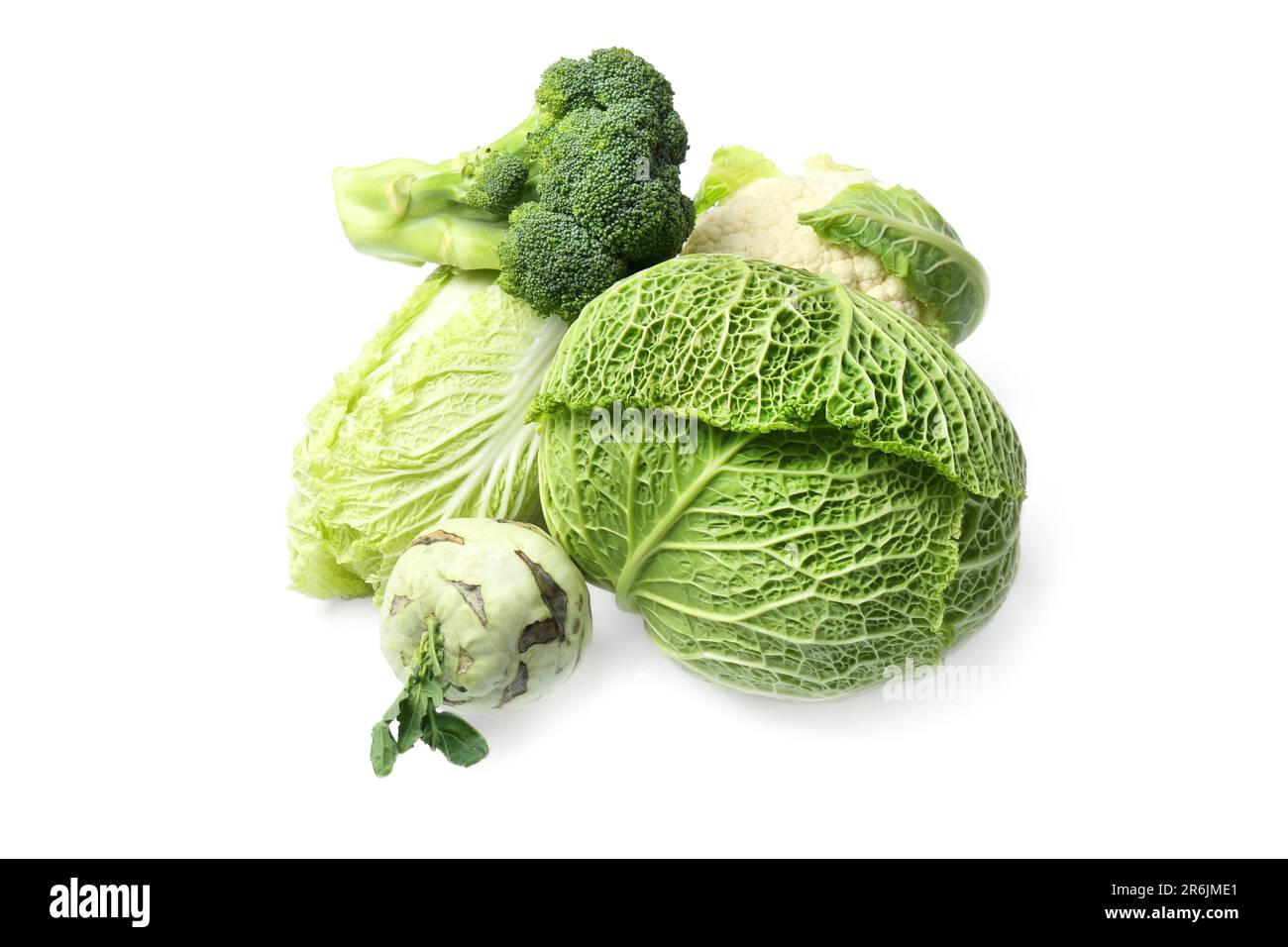 Many different types of fresh cabbage on white background Stock Photo ...