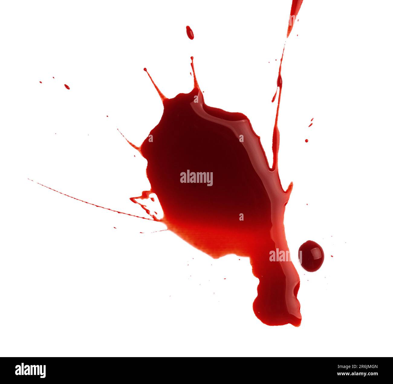 Stain of blood isolated on white, top view Stock Photo - Alamy