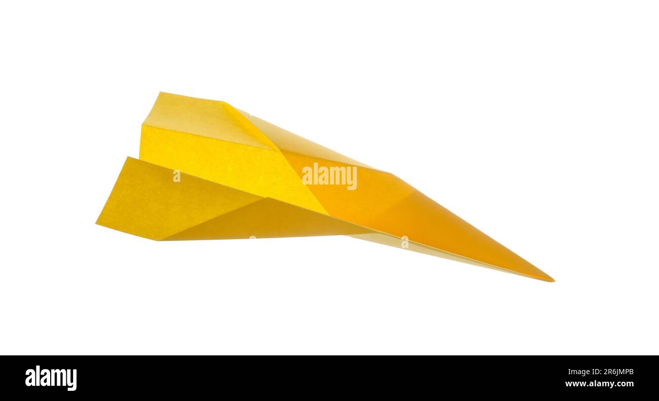 Handmade yellow paper plane isolated on white Stock Photo - Alamy