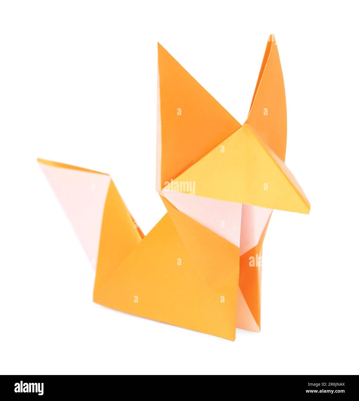 Origami art. Handmade orange paper fox on white background Stock Photo ...
