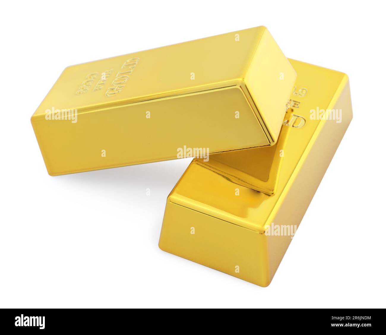 Two shiny gold bars isolated on white Stock Photo - Alamy
