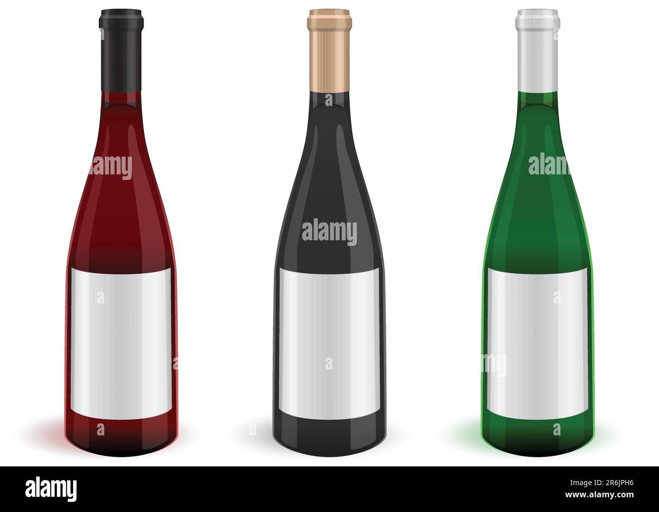 Illustration of three realistic wine bottles. All objects and details ...