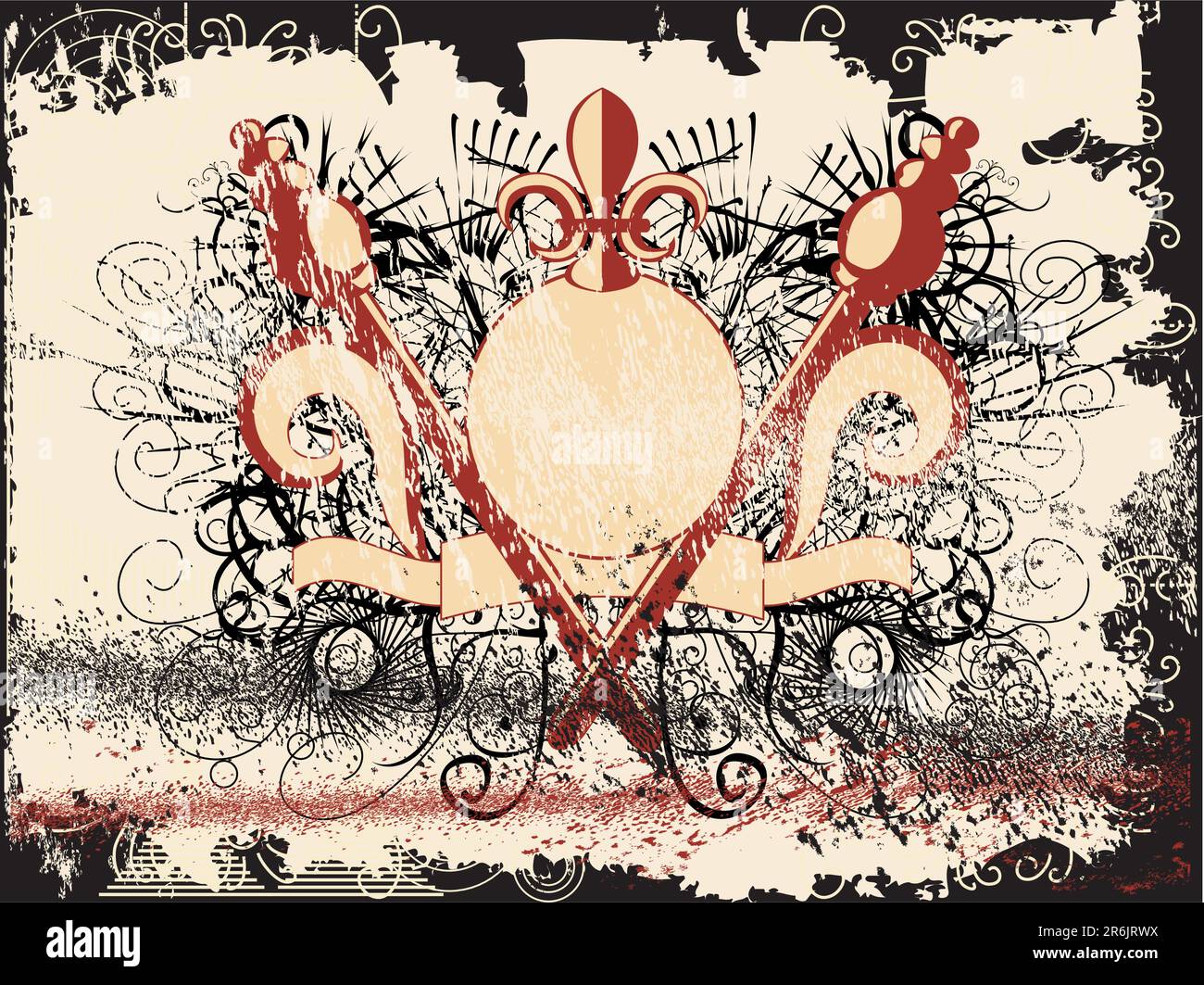 Grunge style border with ornate decoration Stock Vector Image & Art - Alamy