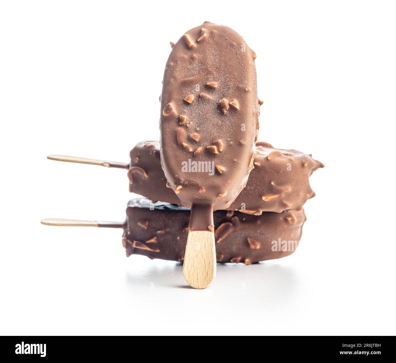 Popsicle, ice cream covered with chocolate isolated on the white ...