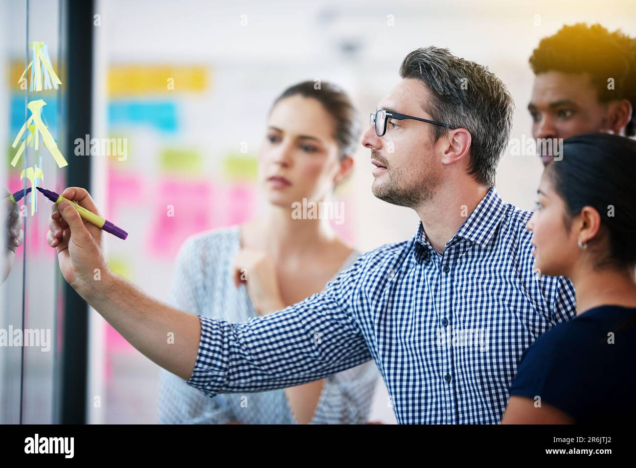 Collaboration, brainstorming and team building or design a creative ...