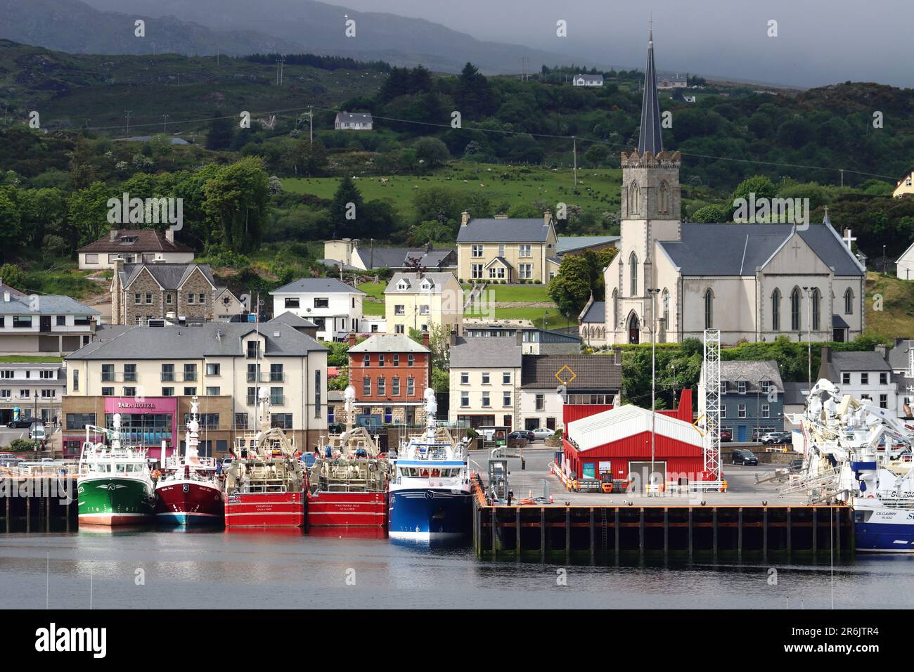 St. Mary's Church overlooking the fishing town of Killybegs, County ...