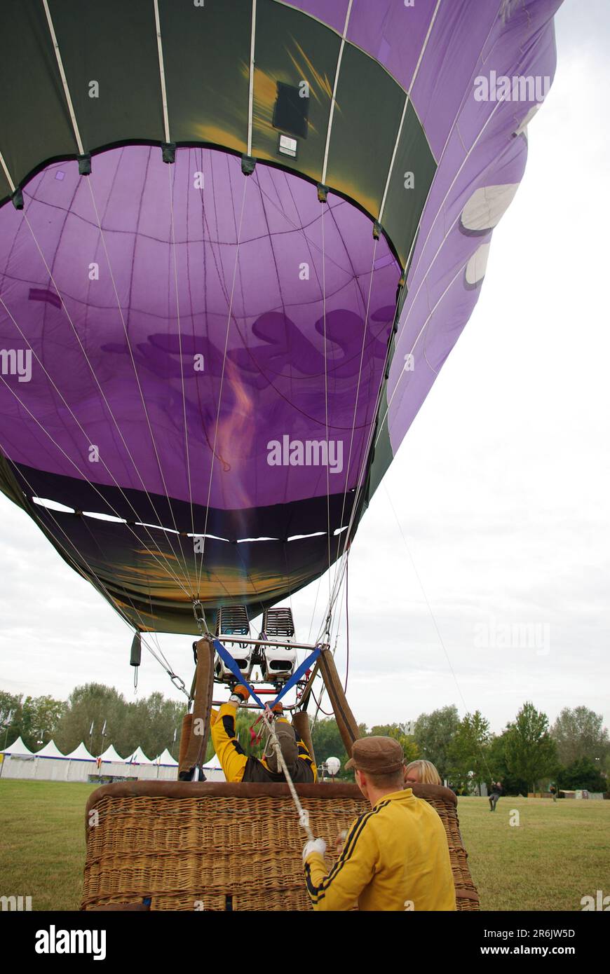 Activation of the hot air burner inside a hot air balloon. Activation ...