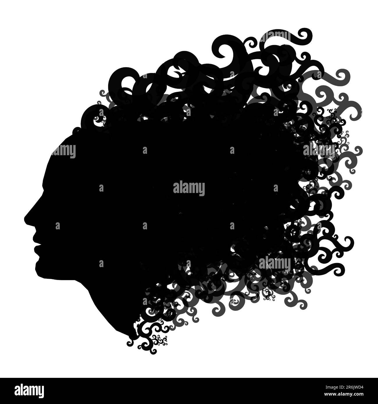Vector image girl long Black and White Stock Photos & Images - Alamy