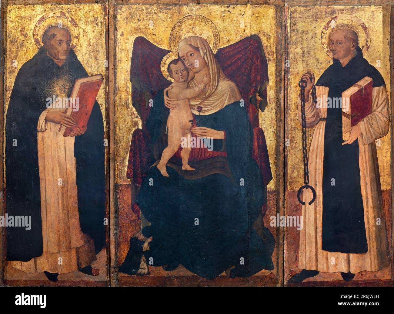 NAPLES, ITALY - APRIL 24, 2023: The medieval painting of Madonna and St ...