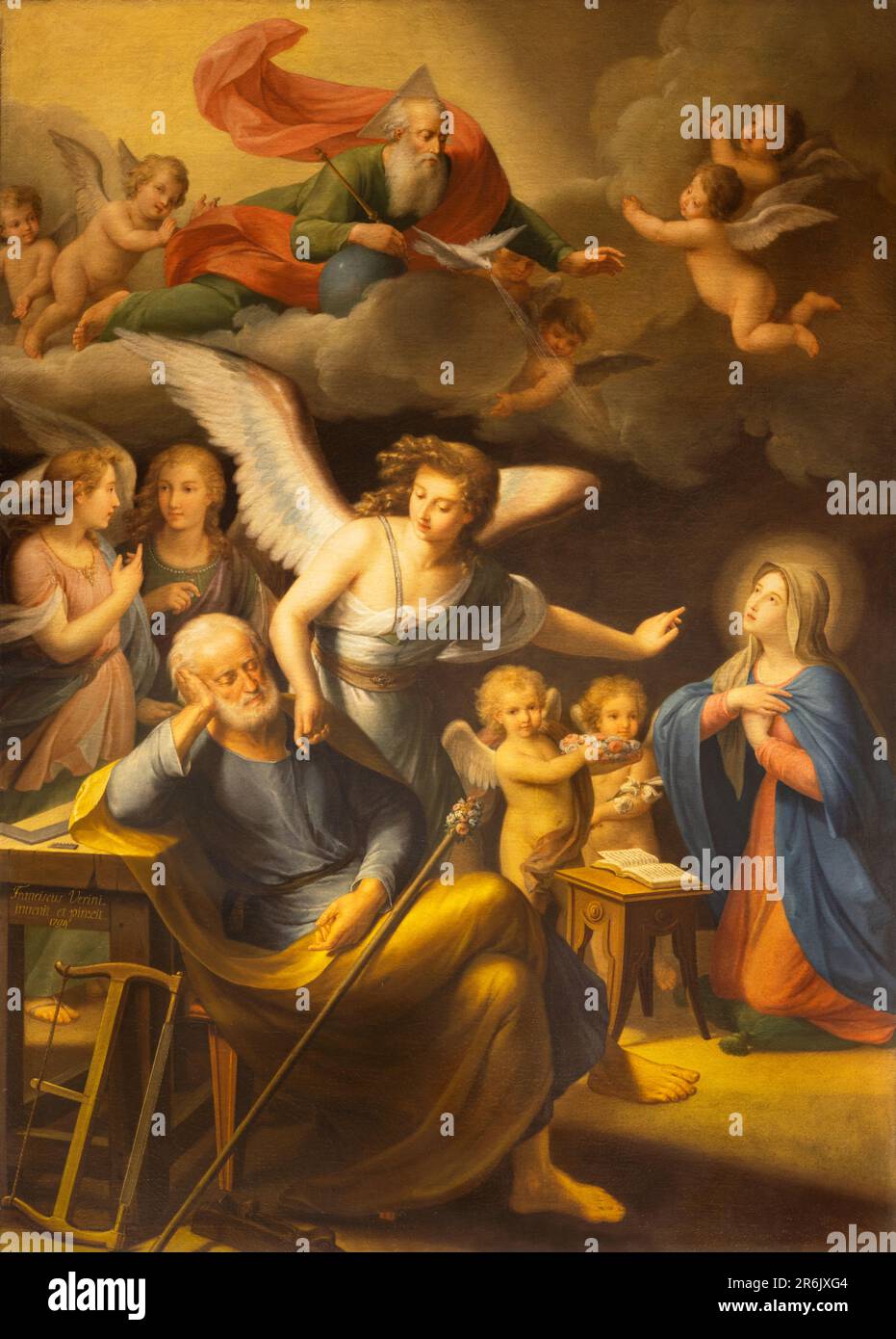 NAPLES, ITALY - APRIL 24, 2023: The painting of Apparition of angel to ...