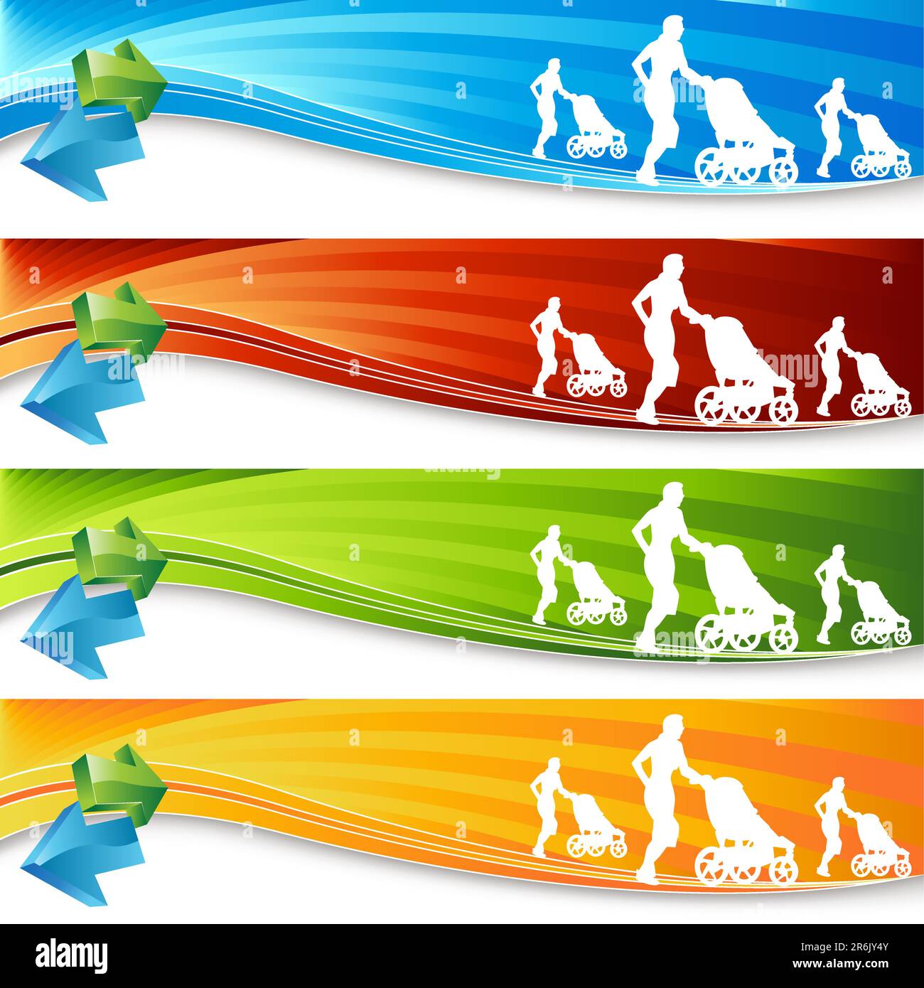 An image of an exercising mother with stroller - banner set Stock ...