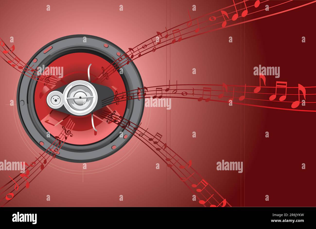 A vector illustration of a speaker emmitting musical notes Stock Vector ...