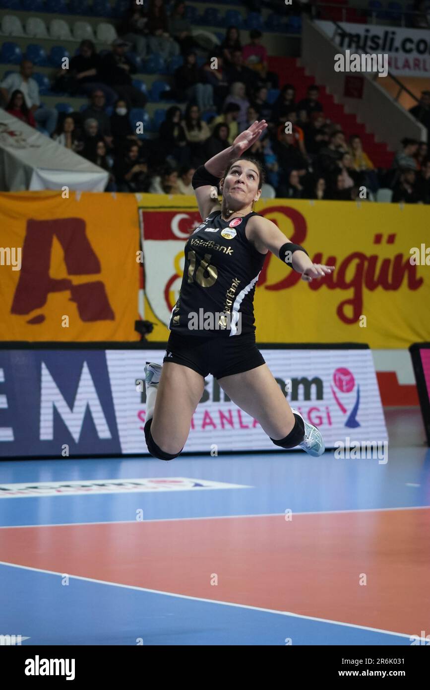 ISTANBUL, TURKIYE - DECEMBER 10, 2022: Aylin Sarioglu Acar warming up ...