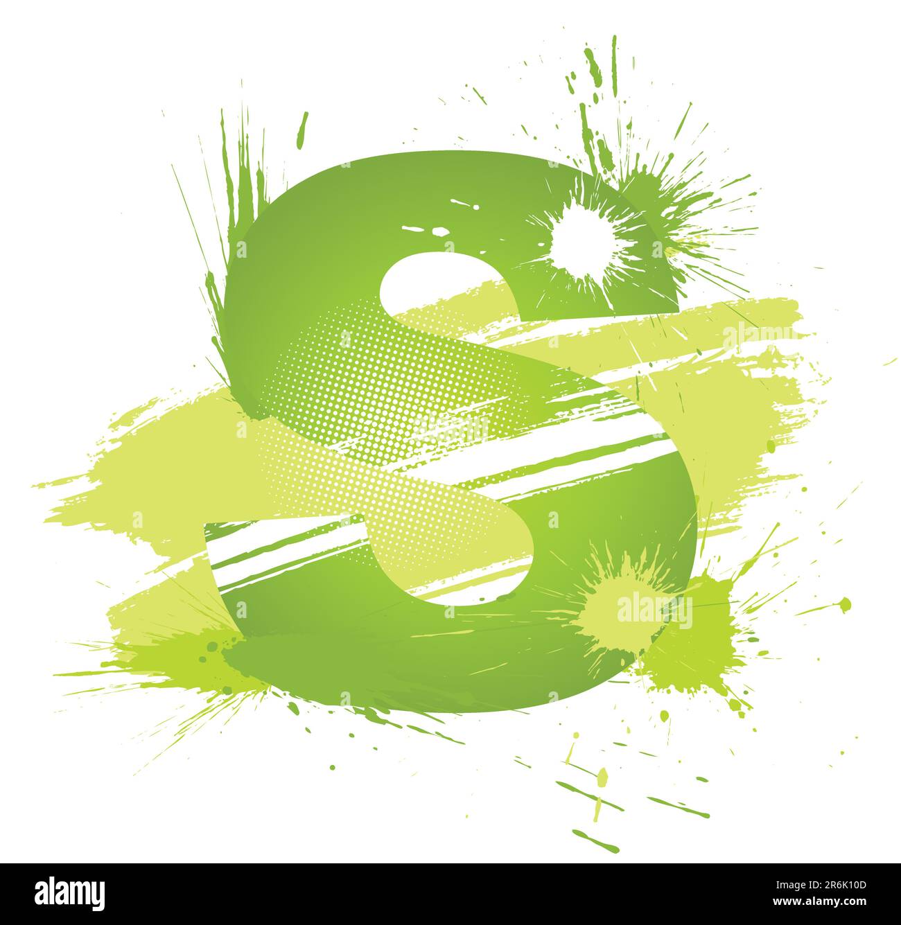 Green abstract paint splashes font. Letter S. Vector on white ...