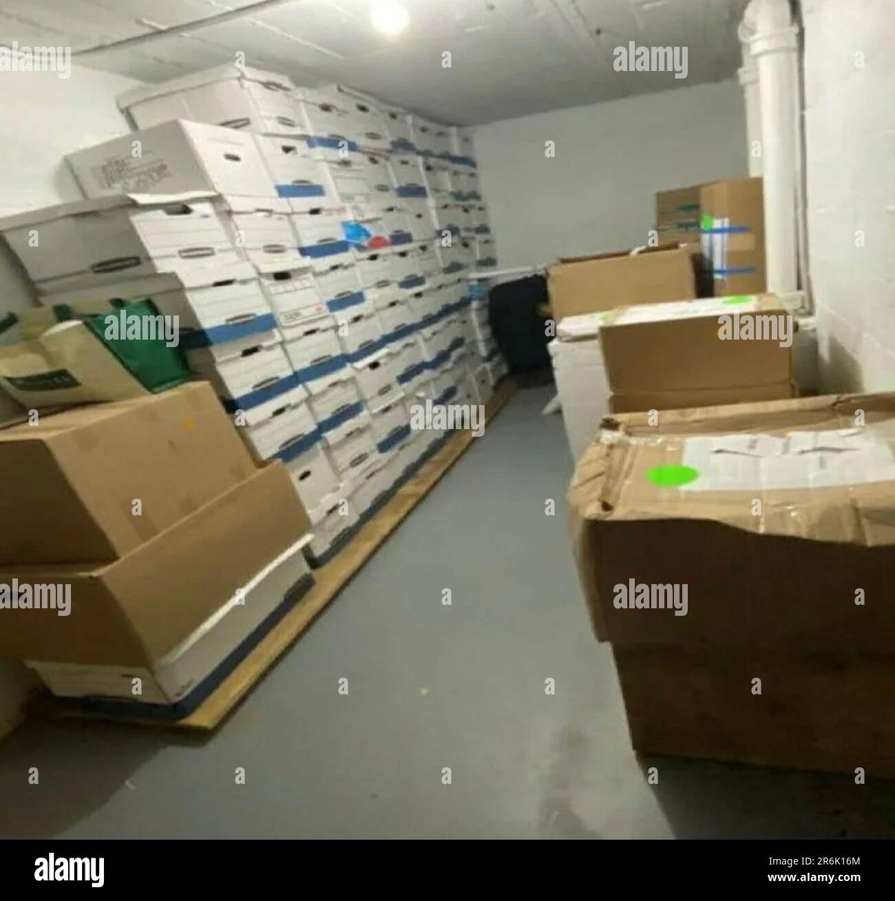 Photographs of former U.S President Donald Trump boxes of classified ...