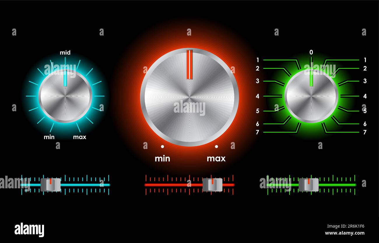 Vector illustration of silver volume balance knobs Stock Vector Image & Art - Alamy