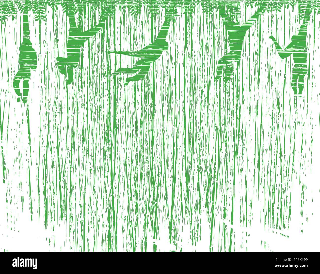Vector background illustration of gibbons swinging through forest Stock ...