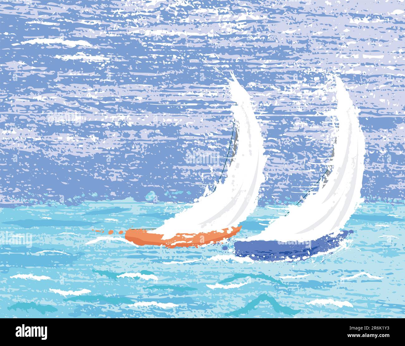 Vector illustration of two racing yachts with grunge Stock Vector Image ...