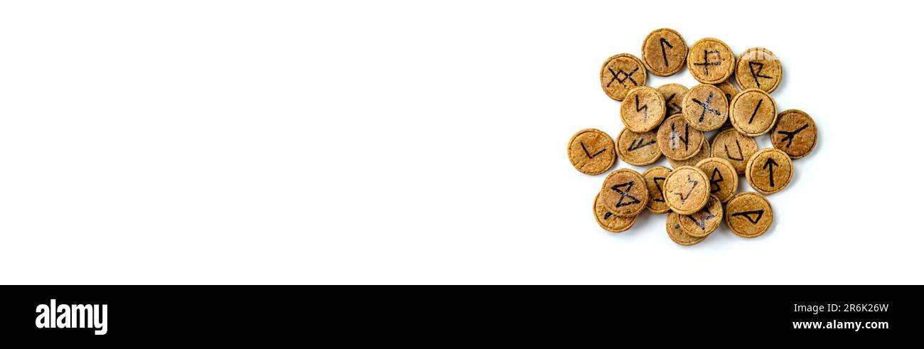 Runes isolate on white background. Selective focus. White Stock Photo ...