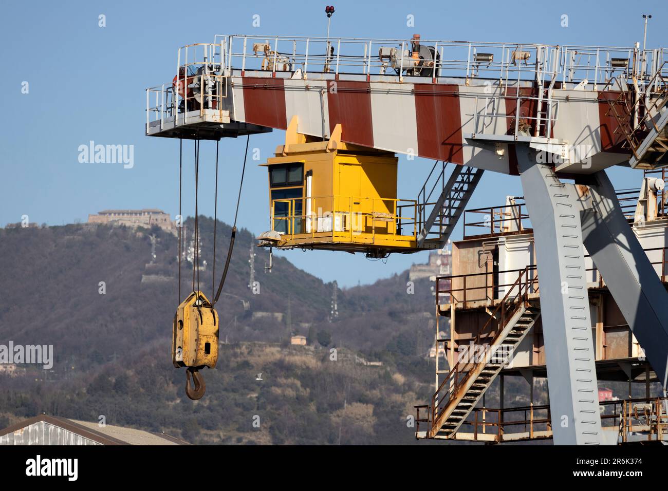 Industrial crane in the port of Genoa, Italy Stock Photo - Alamy