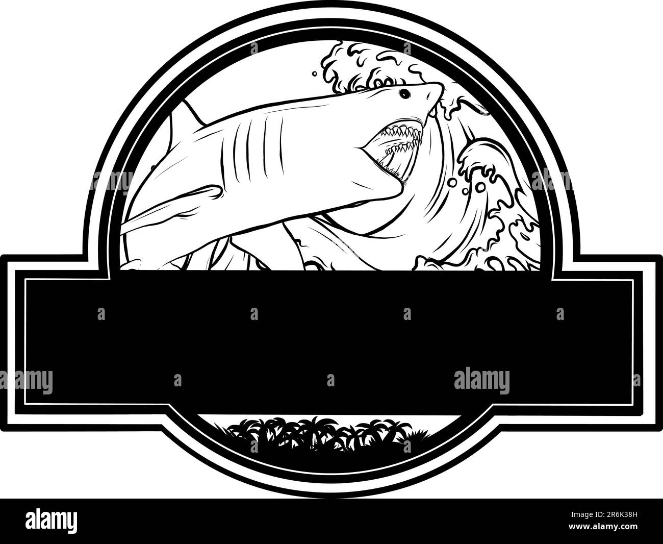 vector illustration of Great White Shark Logo Monochrome Design Stock ...