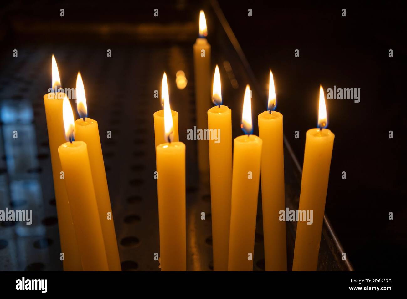 Lit candles inside a church hi-res stock photography and images - Alamy