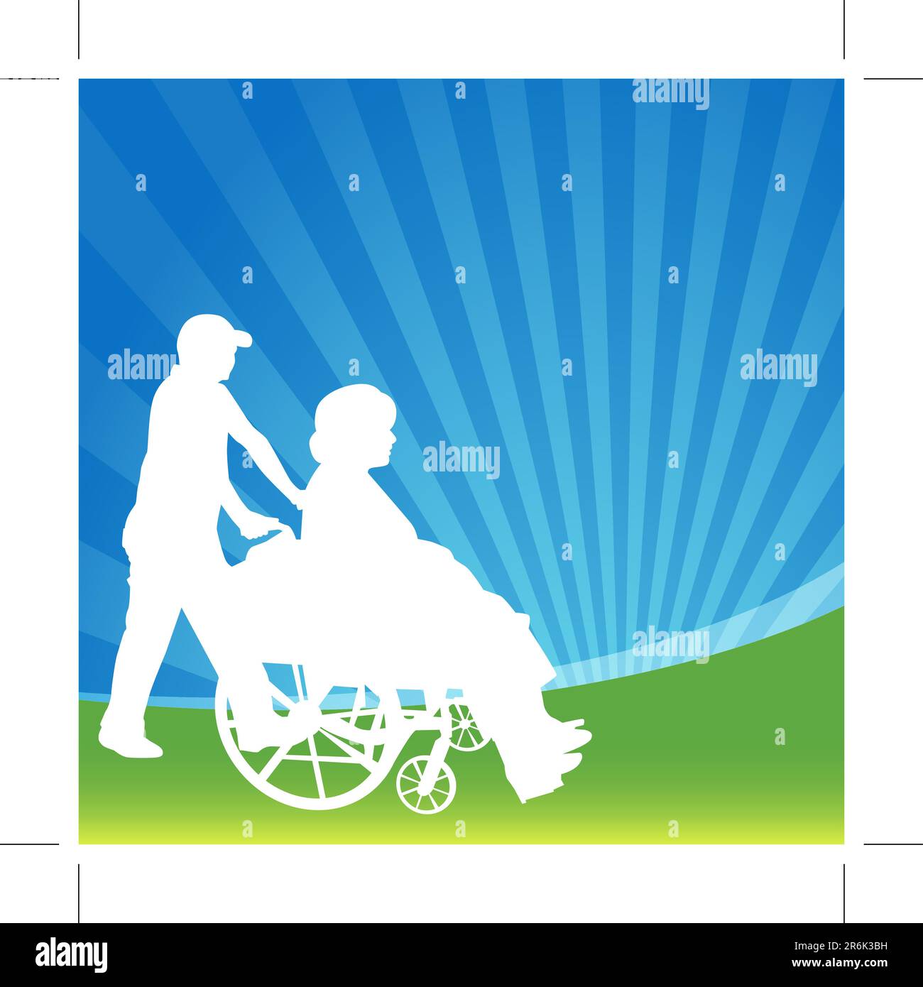 An image of a woman in a wheelchair being pushed Stock Vector Image ...