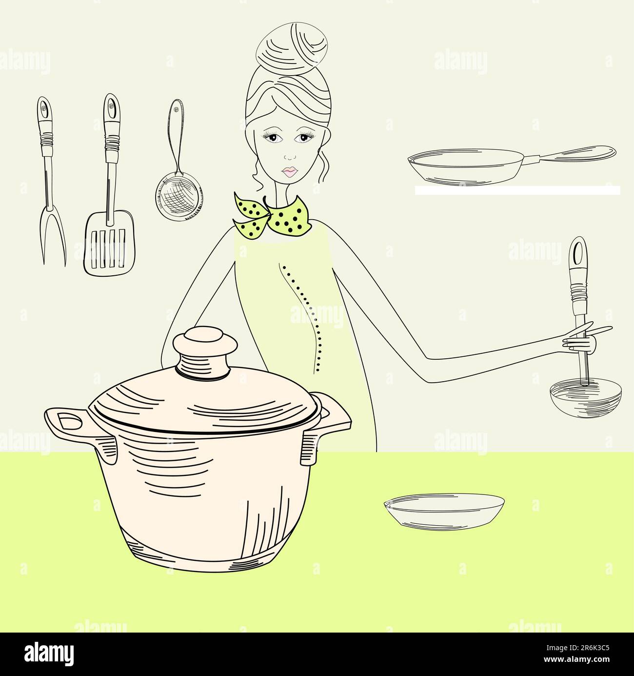 Sketch cook woman hi-res stock photography and images - Alamy
