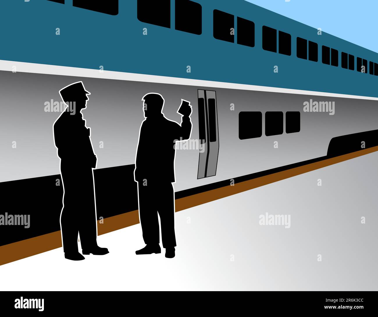 An image of a train conductor and passenger Stock Vector Image & Art ...