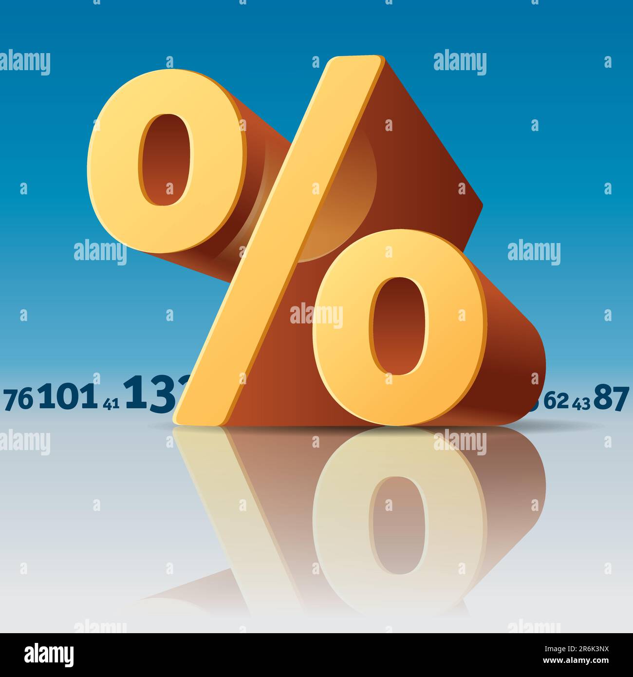 Percent Symbol with Numbers Skyline on Blue Sky Background Stock Vector ...