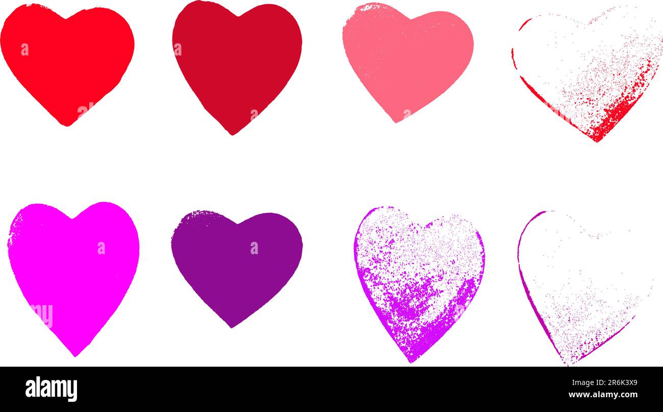 8 Coloured Grunge Hearts Stock Vector Image & Art - Alamy